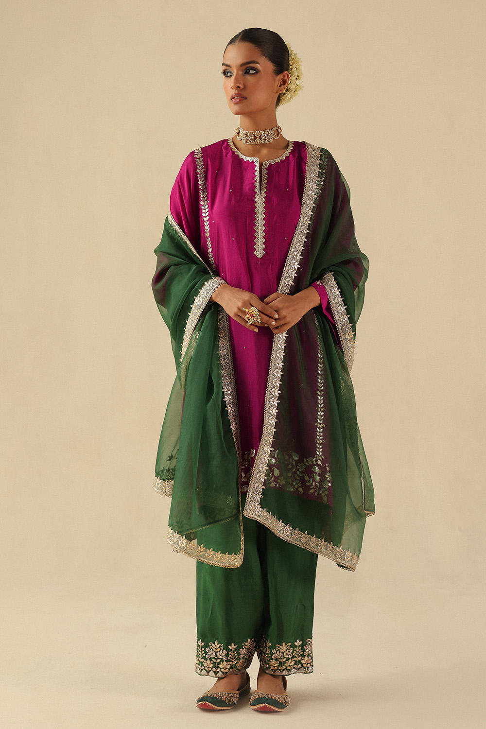 BEGUM PRET presents Fuchsia Arzoo Kurta Set available only at FEI