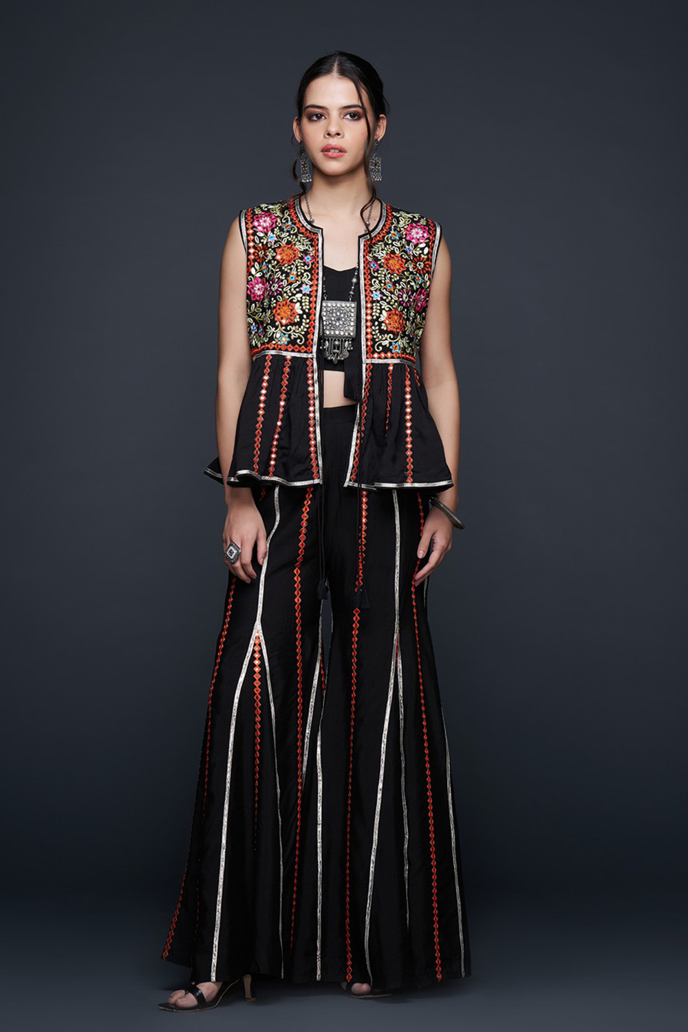 Black Zoya Mirror Gilet Top