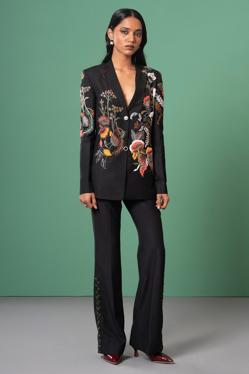 ADVAIT presents Kuro Embroidered Blazer Set available only at FEI