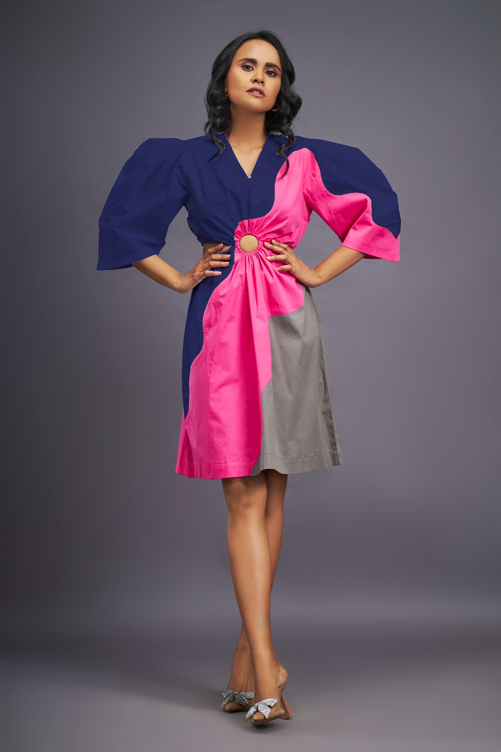 DEEPIKA ARORA presents Navy Blue Orange Cutout Dress exclusively ...